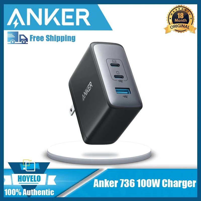 Зарядное устройство Anker-Nano II USB C, быстрое компактное настенное зарядное устройство с 3 Black