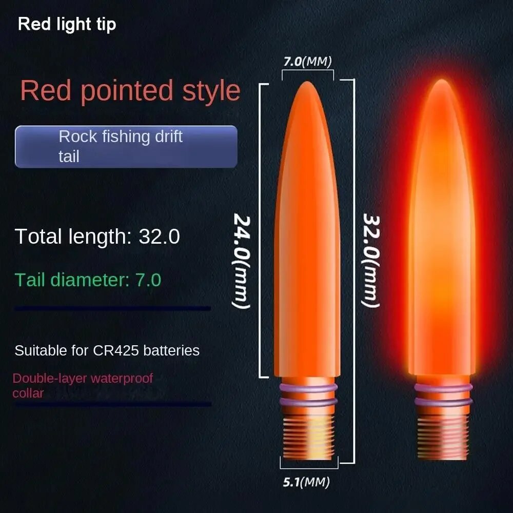 Светодиодный цветной поплавок для рыбалки Nano 1 шт. Красный, Red light tip