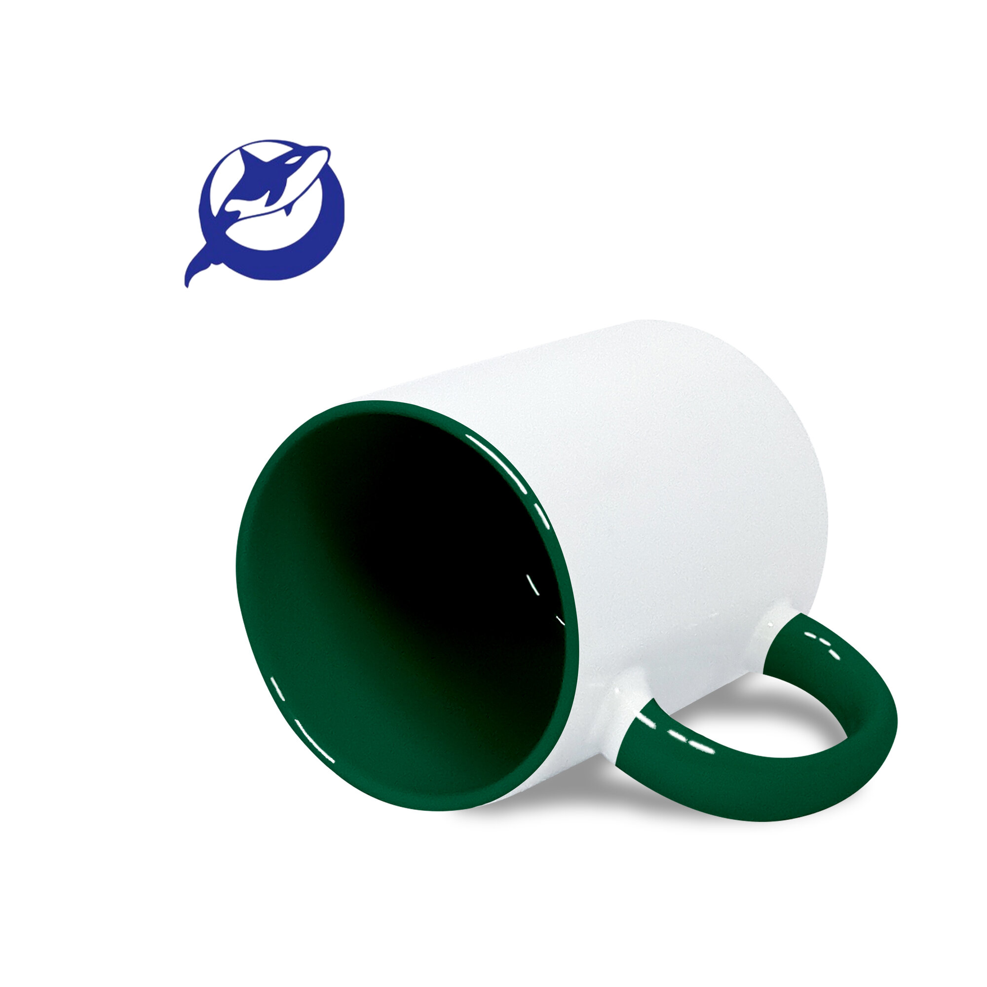 Кружка белая, цветная внутри и ручка, 330мл (премиум) Зеленая