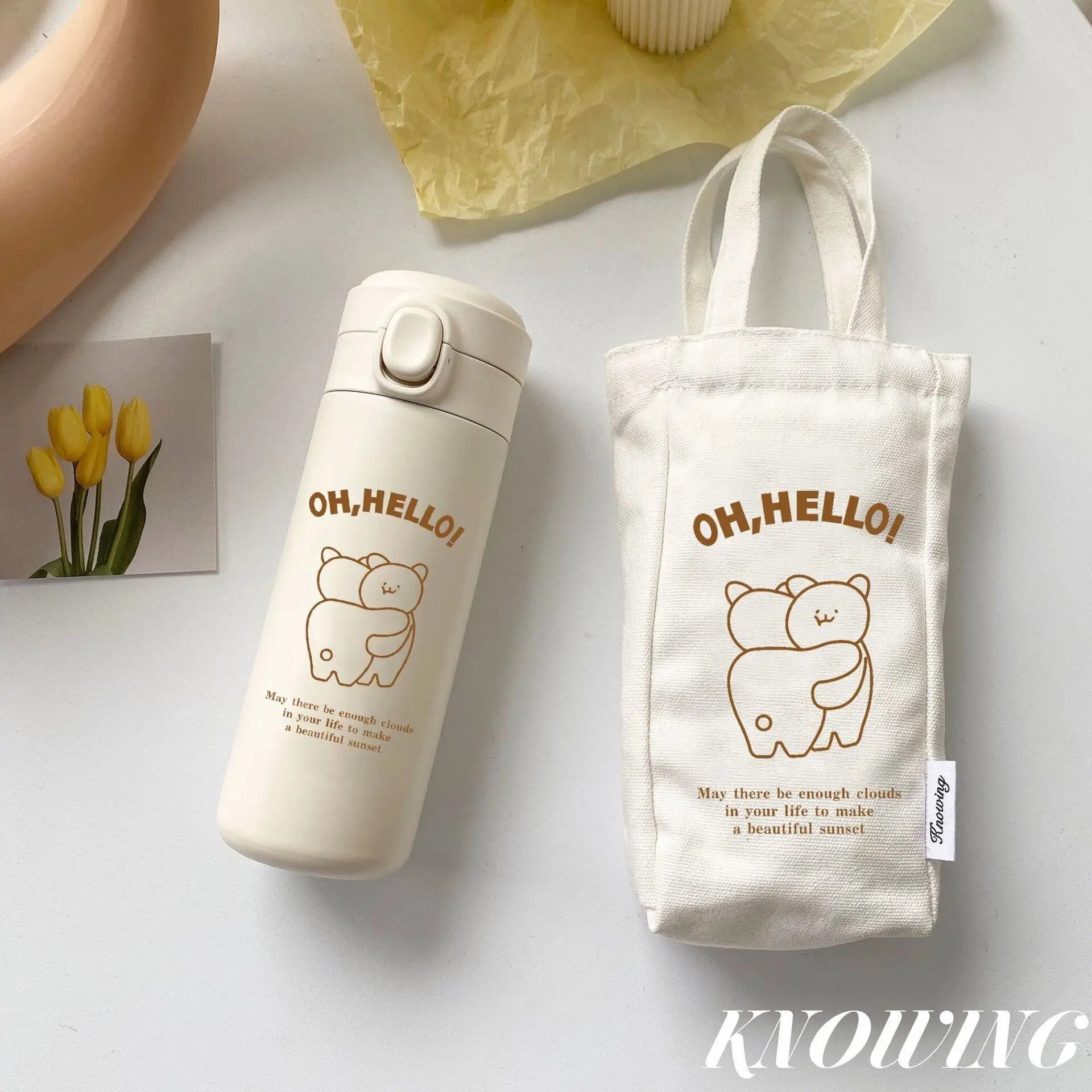 Корейский вакуумный термос-кружка из нержавеющей стали 450ML, cup and cover