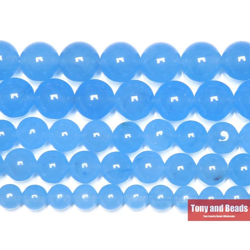 Синий халцедон нефрит бусины 6 8 10 мм Tony and Beads 10mm 36 to 38pcs