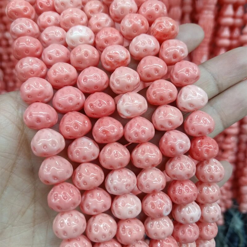 20 шт. 10x12 мм розовые клубничные коралловые бусины «сделай сам», свободные проставки, фруктовые бусины для изготовления ювелирных изделий, браслет, ожерелье, аксессуары