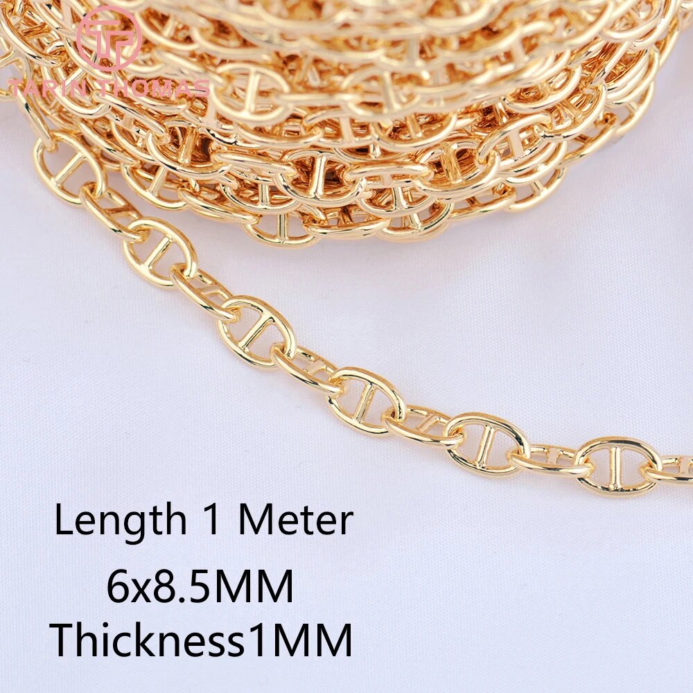 Цепь латунная 1 метр, 6x8.5 мм, Цвет: 4854-1 Meter