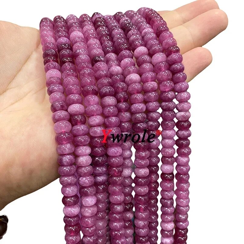 Розовые зеленые халцедоновые бусины для украшений Фиолетовый, 5x8mm 35-37pcs, red tourmaline color