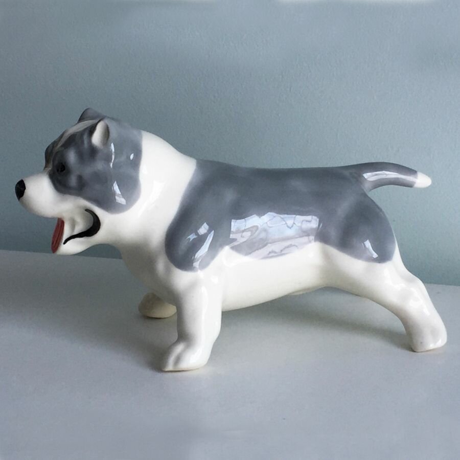 Фаянсовая скульптура Американский булли серо-пегий