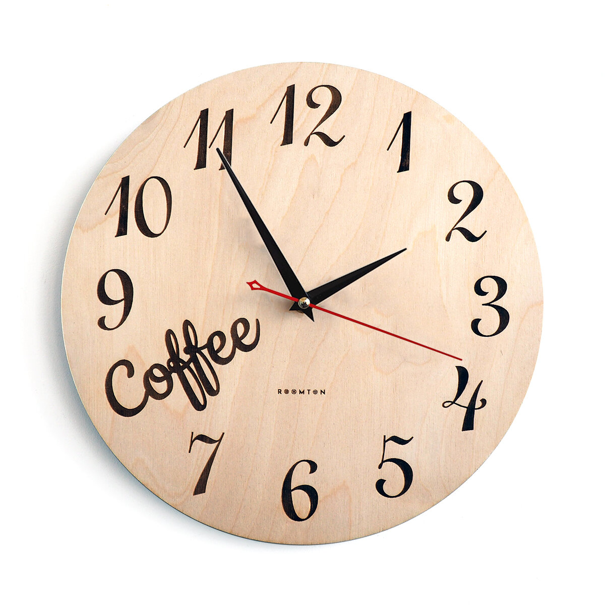 Настенные часы на кухню "Кофе" 30 см, деревянные, арабские цифры