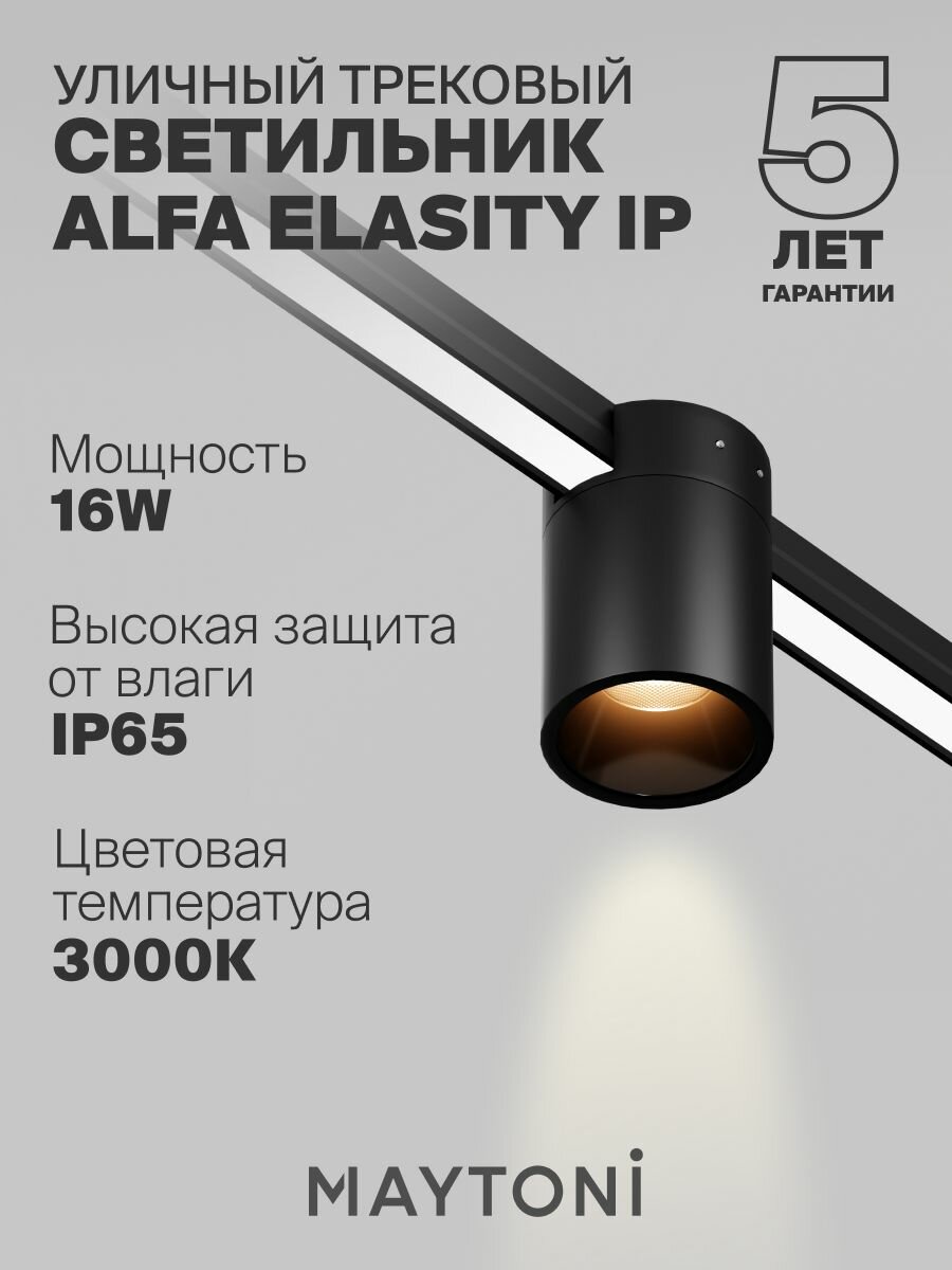 Светильник трековый уличный черный Maytoni Outdoor Alfa Elasity IP O-TR01-2-S-16WB3K