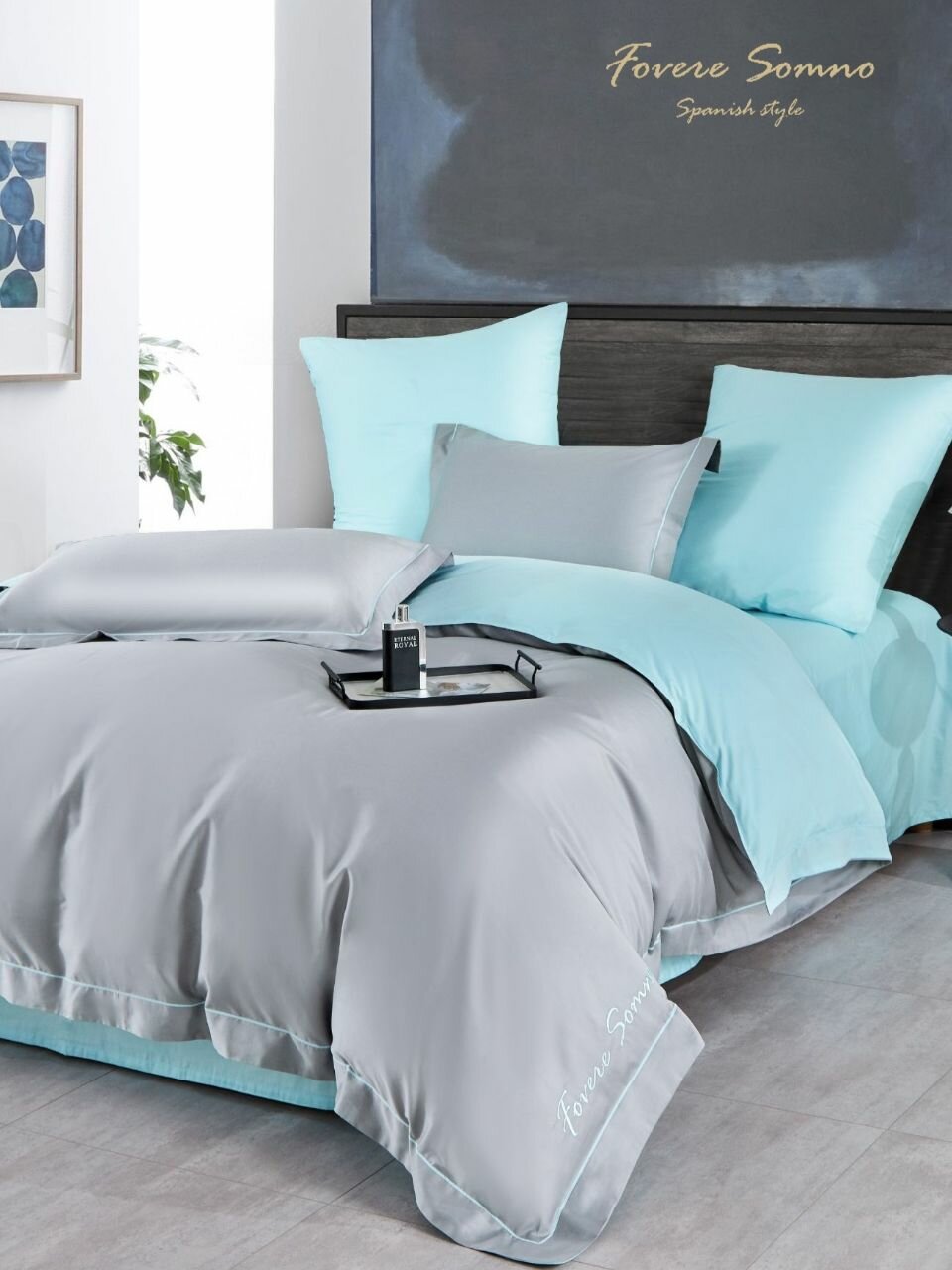 Постельное белье Евро Fovere Somno, Люкс Сатин, Египетский хлопок