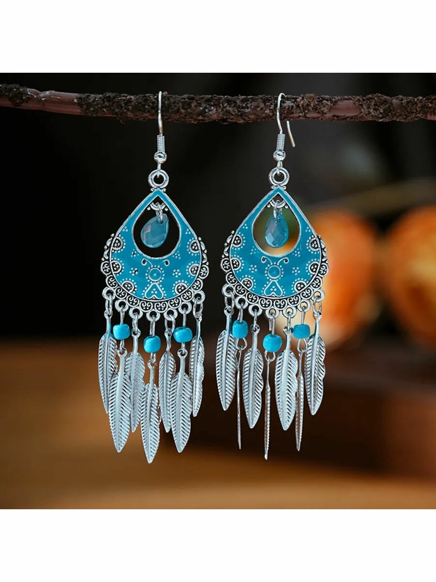 Серьги, эмаль, бирюза синтетическая