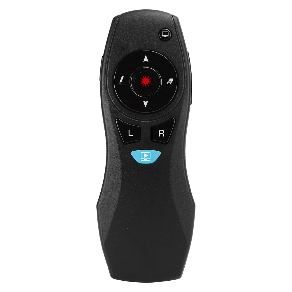 Беспроводной презентер 2,4 ГГц с лазерным перелистыванием страниц, датчиком гравитации и USB-приемником, черный, формат A3.