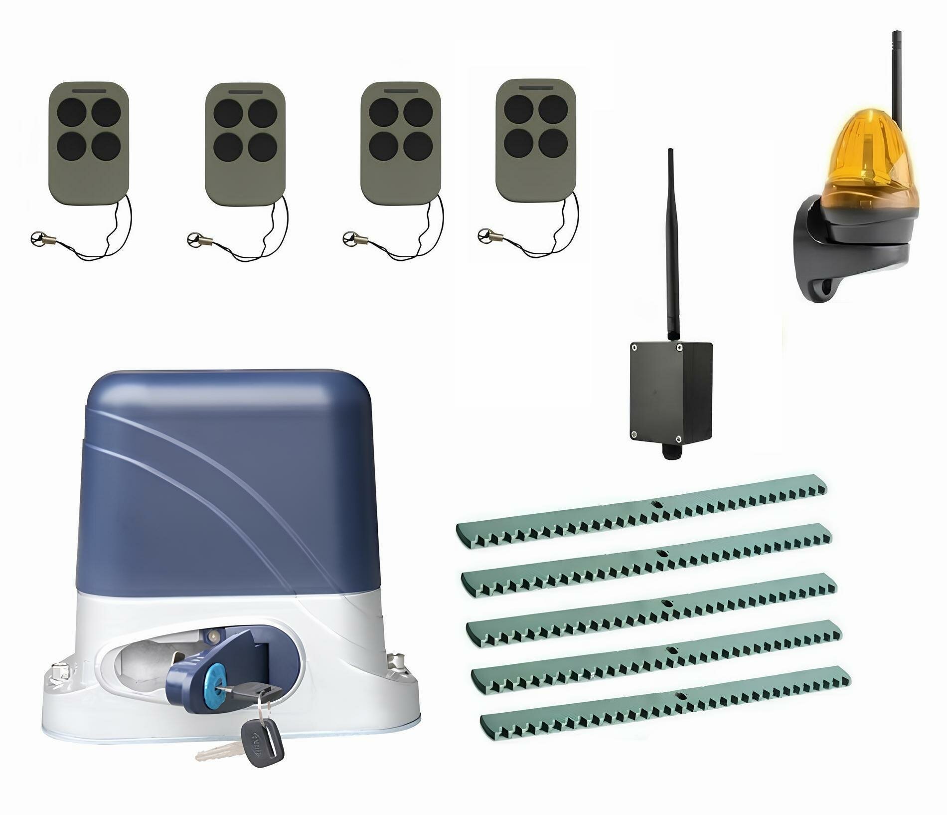 Автоматика для откатных ворот KSL-1300 KIT-LK5-BT-Т4, комплект: привод, 4 пульта, Bluetooth-модуль, лампа, 5 реек