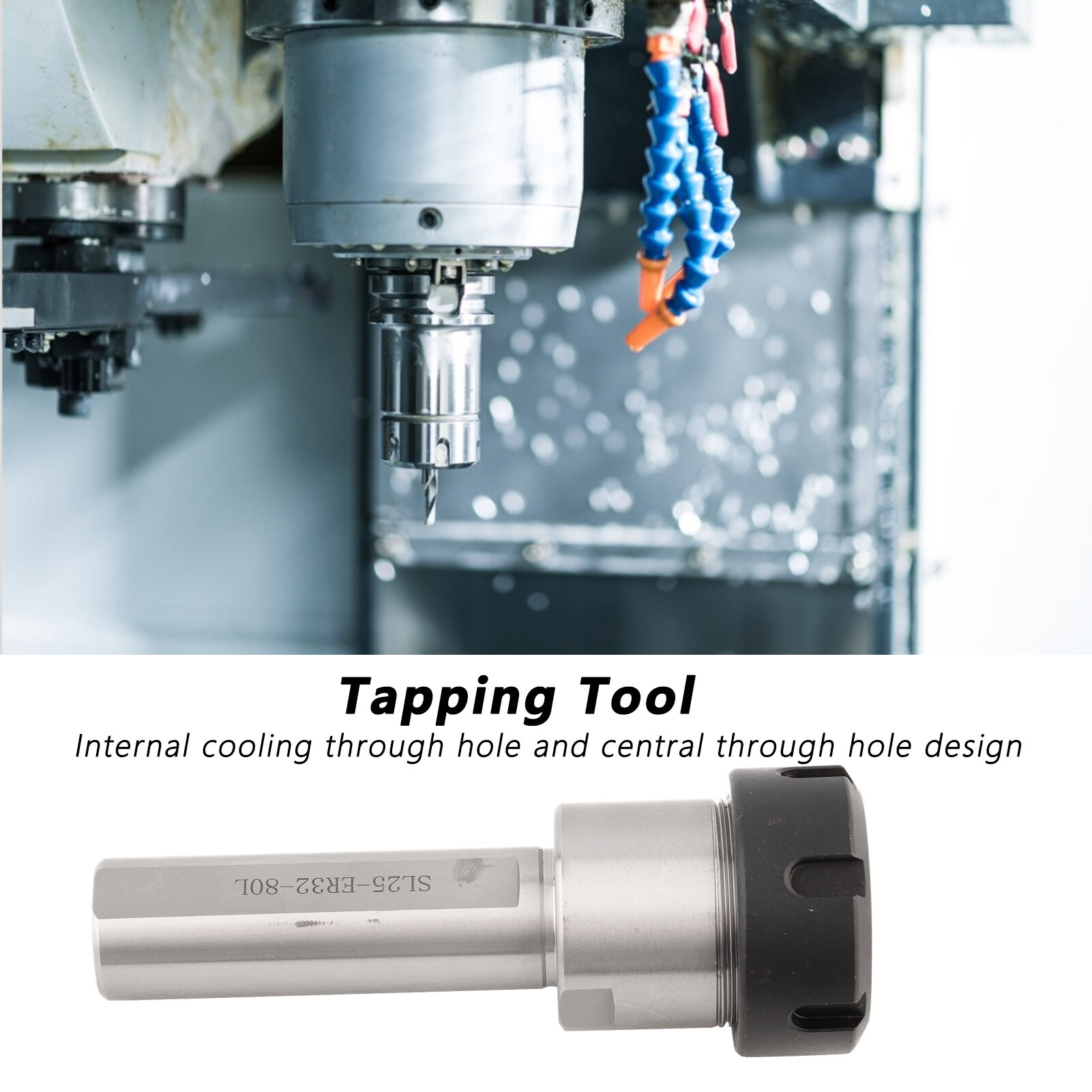 Держатель цангового патрона, удлинитель с прямым хвостовиком, токарный станок с ЧПУ, нарезной инструмент SL25-ER32-80L