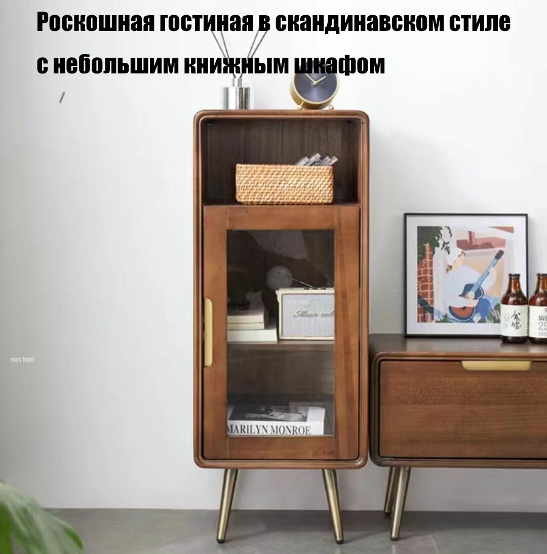 Роскошный современный книжный шкаф Nordic light, дверца из закаленного прозрачного стекла, бесшумная дверная пробка, 40*35*100 см