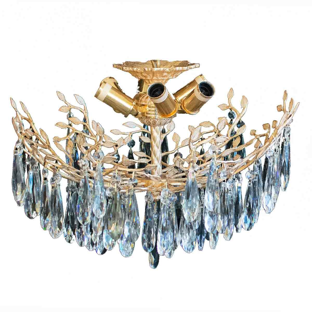 Потолочная люстра Mahdi Ветки 4 Золото с белой патиной