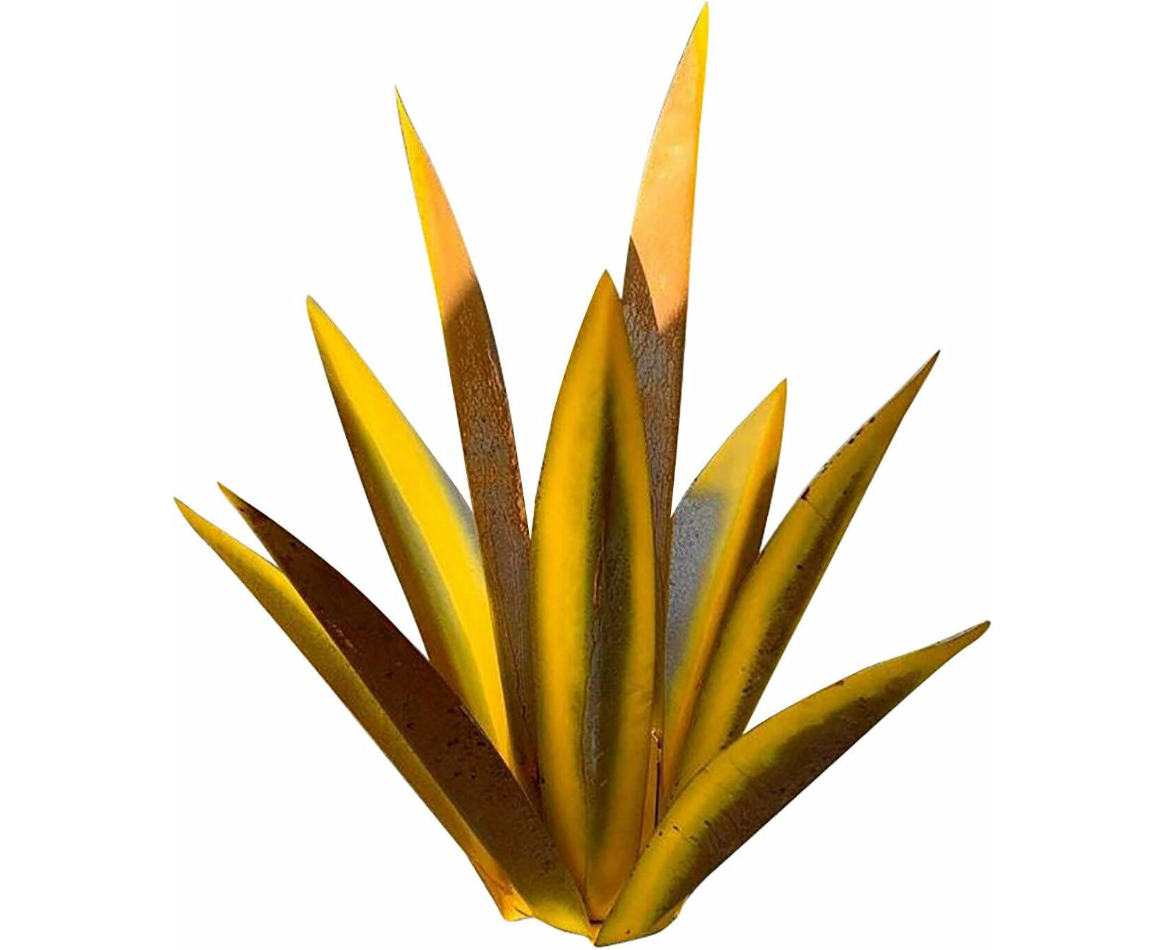 Скульптура для сада из металла "Агава" золотого цвета, 35 см, античная скульптура из металла, античная статуя для сада, орнамент для сада, растение агава из металла, комплект: 9 листов металла с чернилами, отвертка, гайка, инструкция