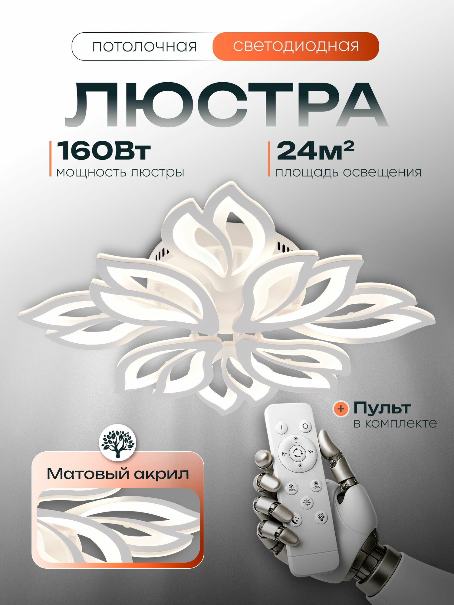 WEDO LIGHT Люстра потолочная светодиодная для спальни, кухни, гостиной