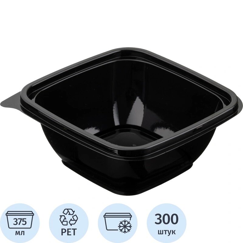 Контейнер ПЭТ ЮПК-1212/375мл, 126х126х51мм, черн, 300 шт/кор