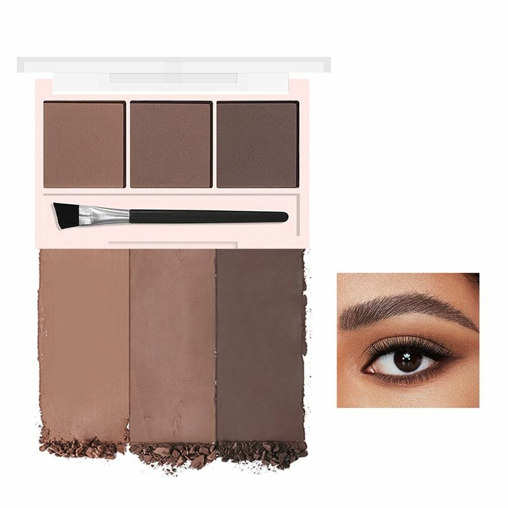 Палетка теней для макияжа бровей и век водостойкая, Три цвета, водонепроницаемый