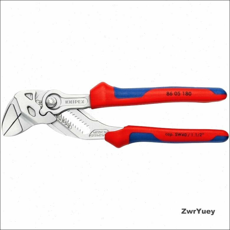 Клещи переставные-гаечный ключ, зев 40 мм, длина 180 мм, хром.