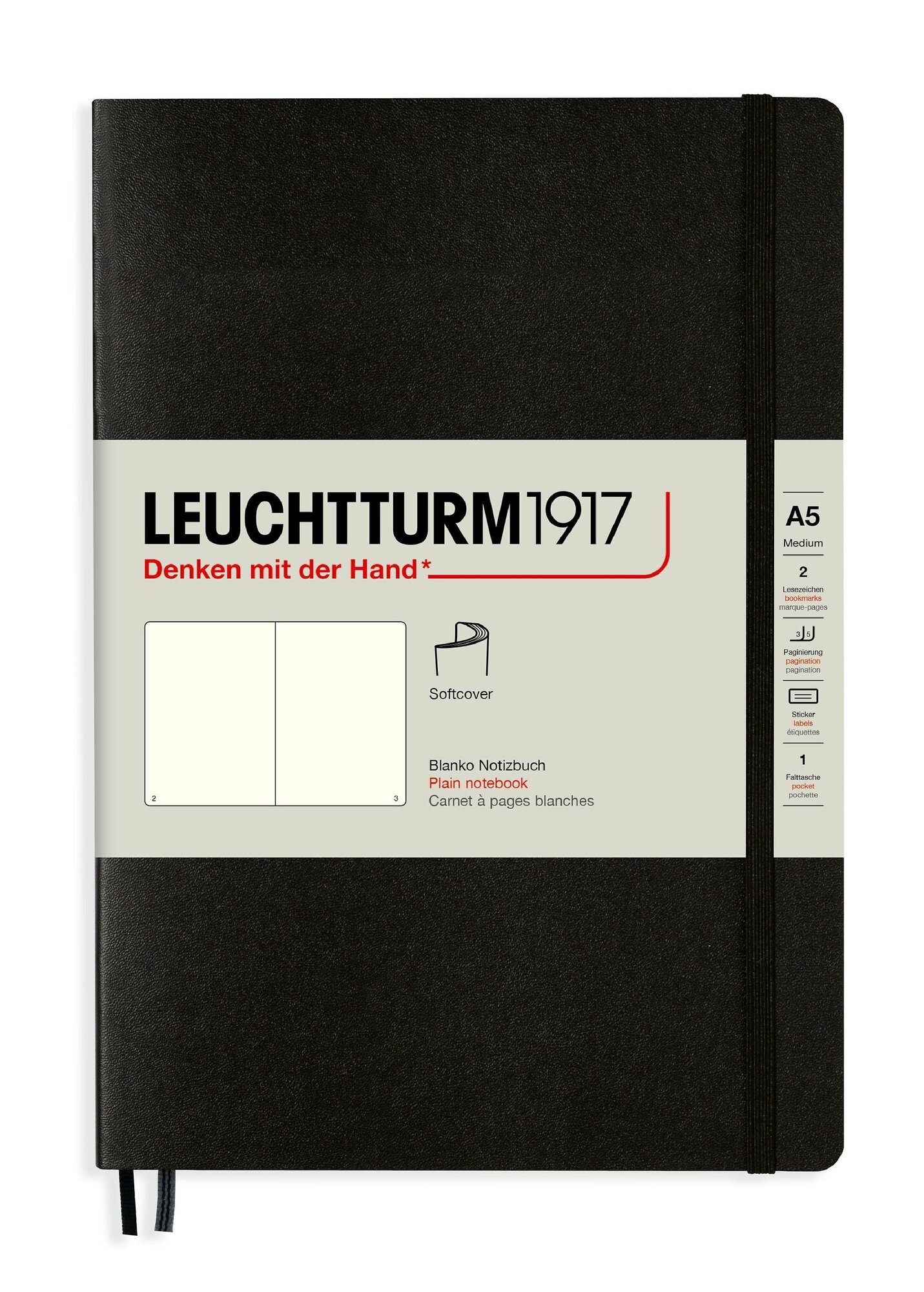 Книга для записей A5 61л нелин. "Classic" мягк. обл, черный, Leuchtturm1917