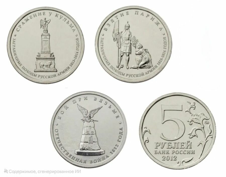 5 рублей Сражения Бородино 2012г. в. UNC