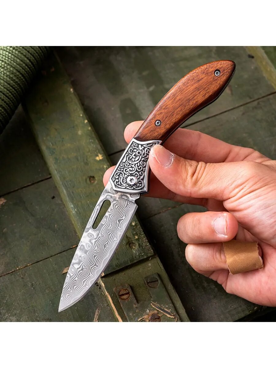 Ручной Кованый Дамасский Складной Нож