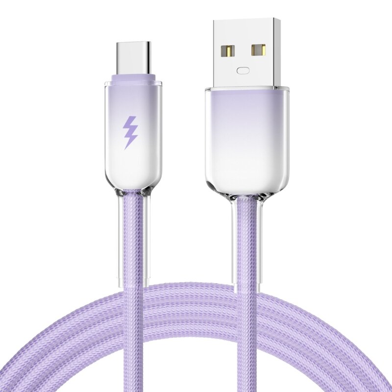 Кабель для быстрой зарядки мобильного телефона ice crystal shell от USB до Type C 60 Вт-1 м-фиолетовый