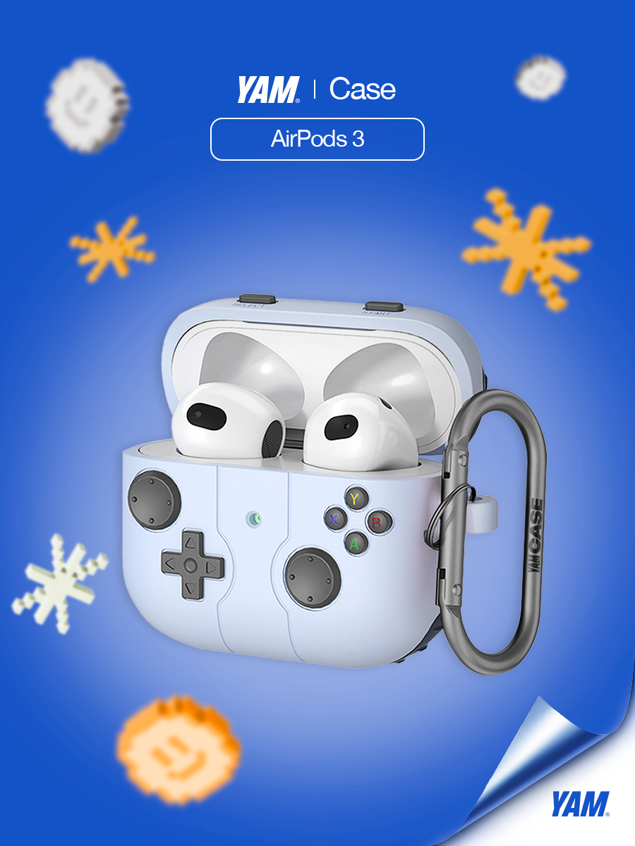 Чехол Yamcase для AirPods 3, силиконовый, с карабином, влагозащищенный, голубой