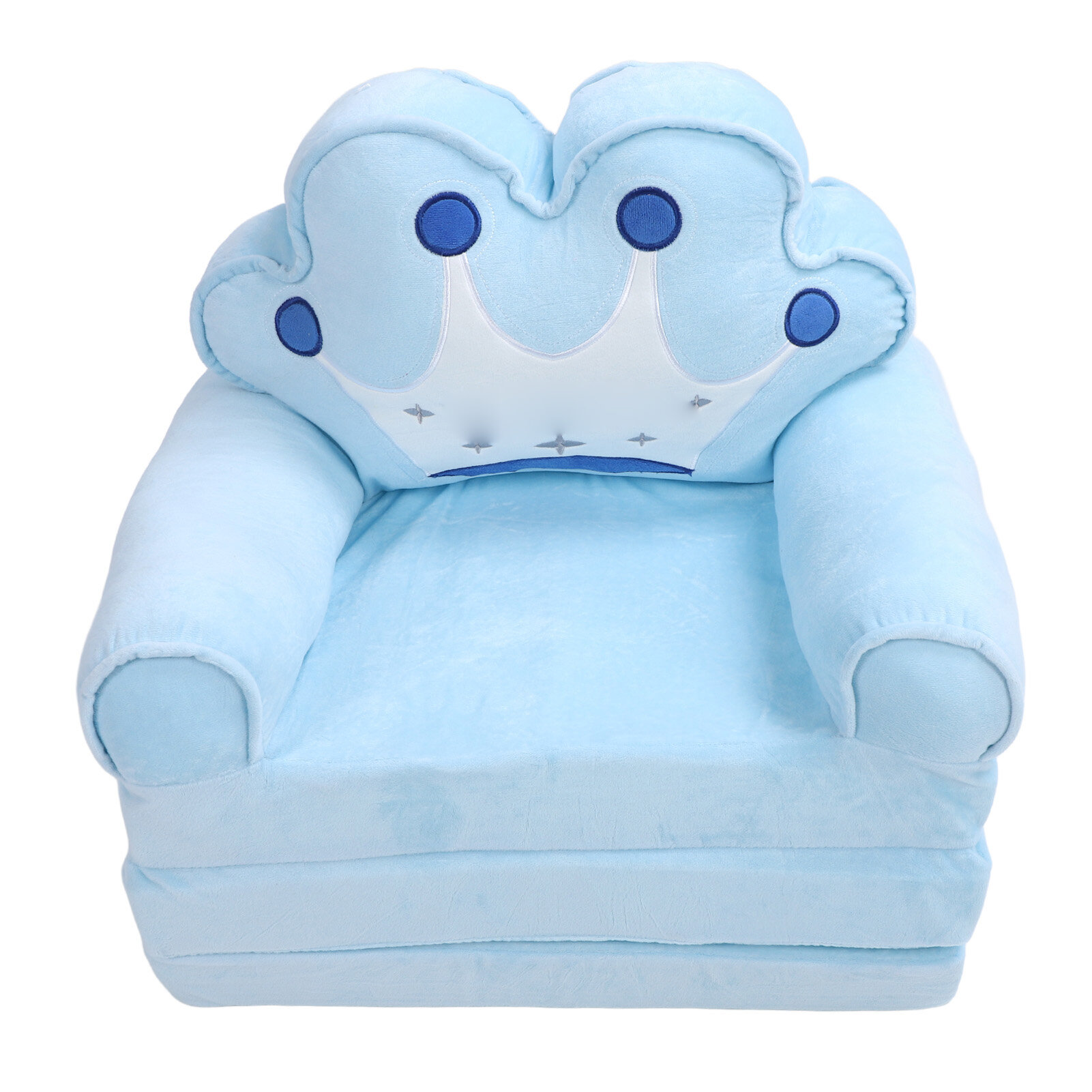 Детский стульчик-диван, трансформируемый в шезлонг, раскладной диван-кровать, детское кресло с подлокотниками для чтения и отдыха, синий.