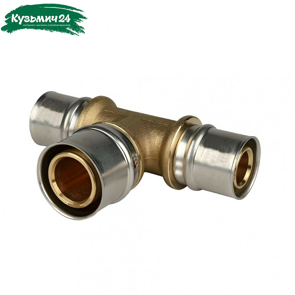 Тройник-пресс Valsir 20х26х20 мм, переходной, соединительный, латунь