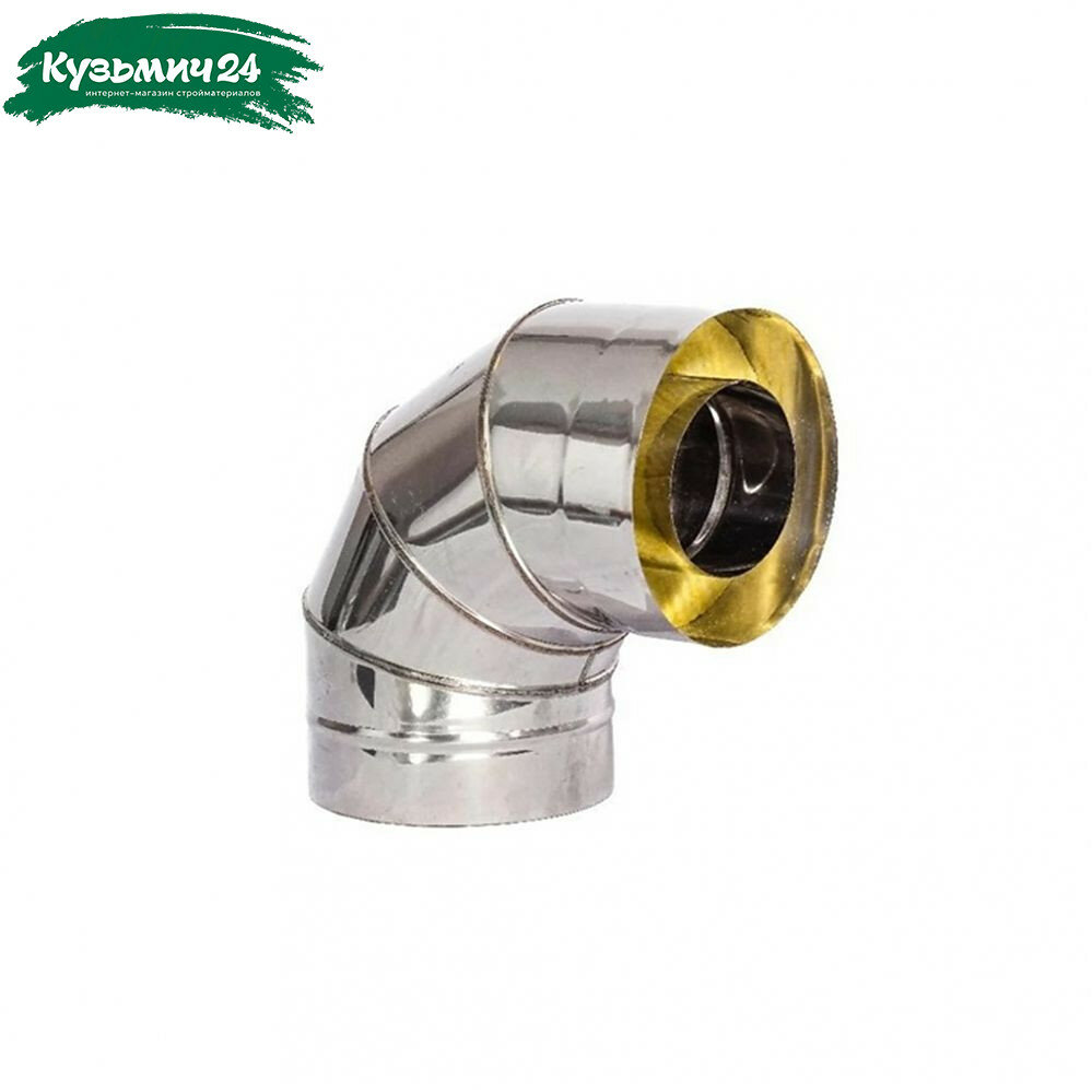 Отвод (колено) дымохода 100х180 мм, угол 90 гр, сталь 0.5 мм, сэндвич-конструкция, 1 шт.