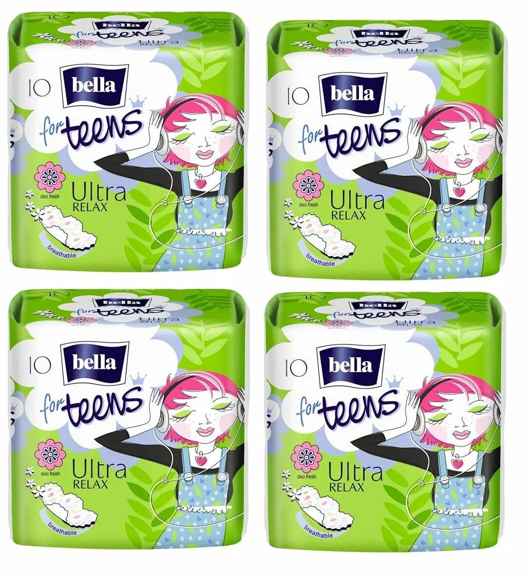Прокладки женские супертонкие Bella for teens Ultra relax, ароматизированные 10 шт, 4уп.