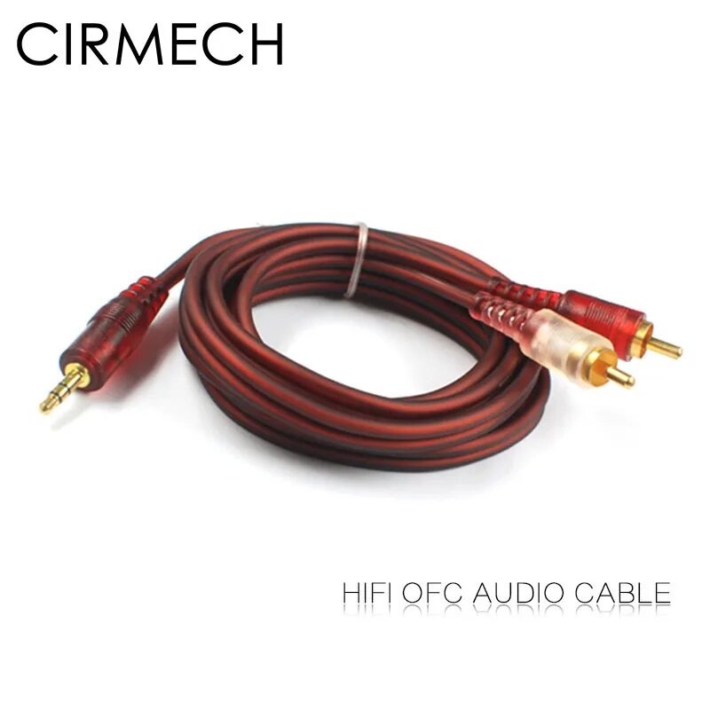 Аудиокабель CIRMECH с разъемом 3,5 мм на 2 RCA, кабель RCA с двумя штекерами на 3,5 штекеров, Кабель Aux для домашнего кинотеатра, DVD-усилители