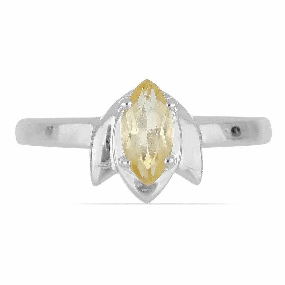 Кольцо тонкое, серебро, 925 проба, родирование, цитрин