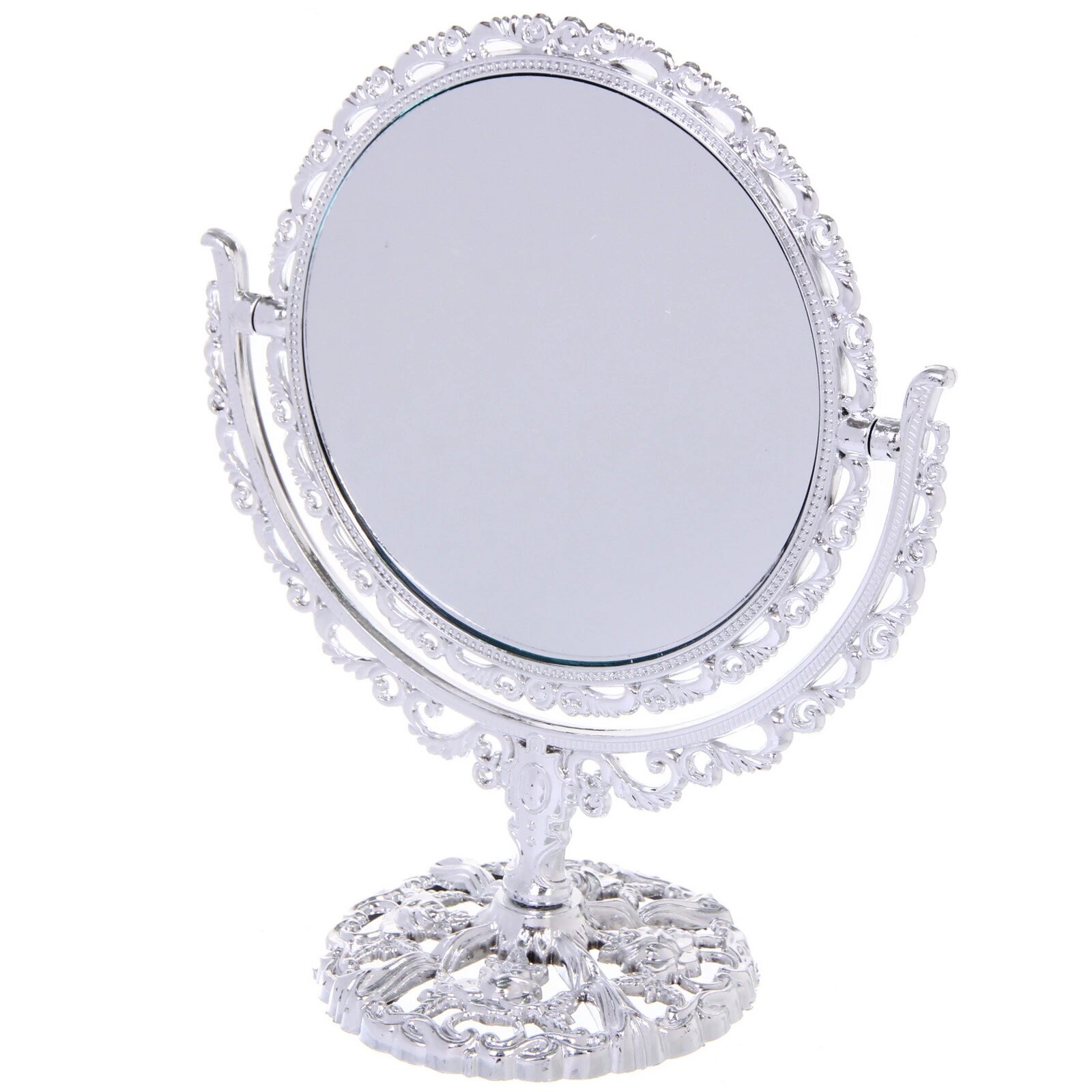 Зеркало Версаль, настольное, в пластиковой оправе, двухстороннее, цвет серебро