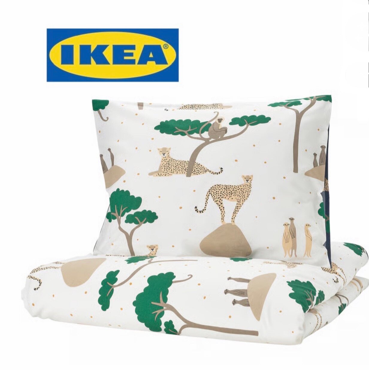 Детское постельное бельё икеа SANDLOPARE 150x200 см, хлопок, вискоза, 50x60 см