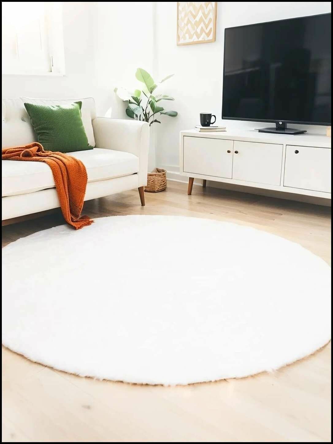 Эксклюзивный круглый ковер 120х120 см из коротковорсового бархата для гостиной, спальни или детской, созданный невероятной мягкости и приятных ощущений