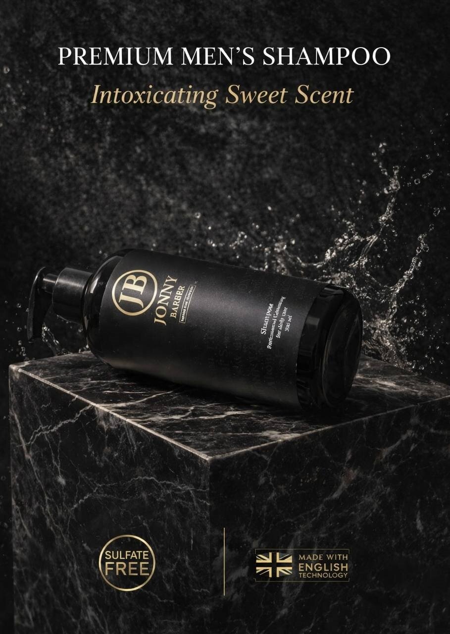 Премиальный мужской шампунь JONNY, профессиональный, по английской технологии, безсульфатный,300мл, с дозатором