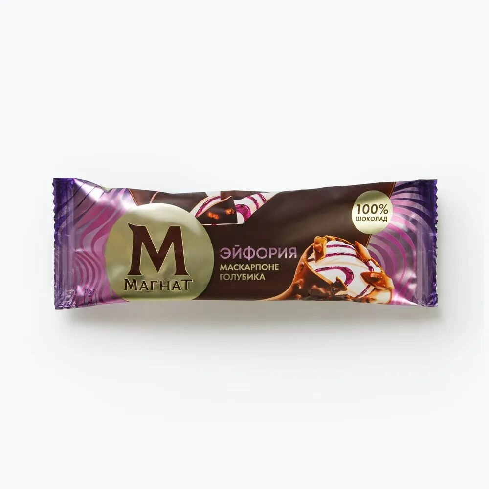 Мороженое эскимо Эйфория в шоколаде маскарпоне - голубика, 70 г, Магнат