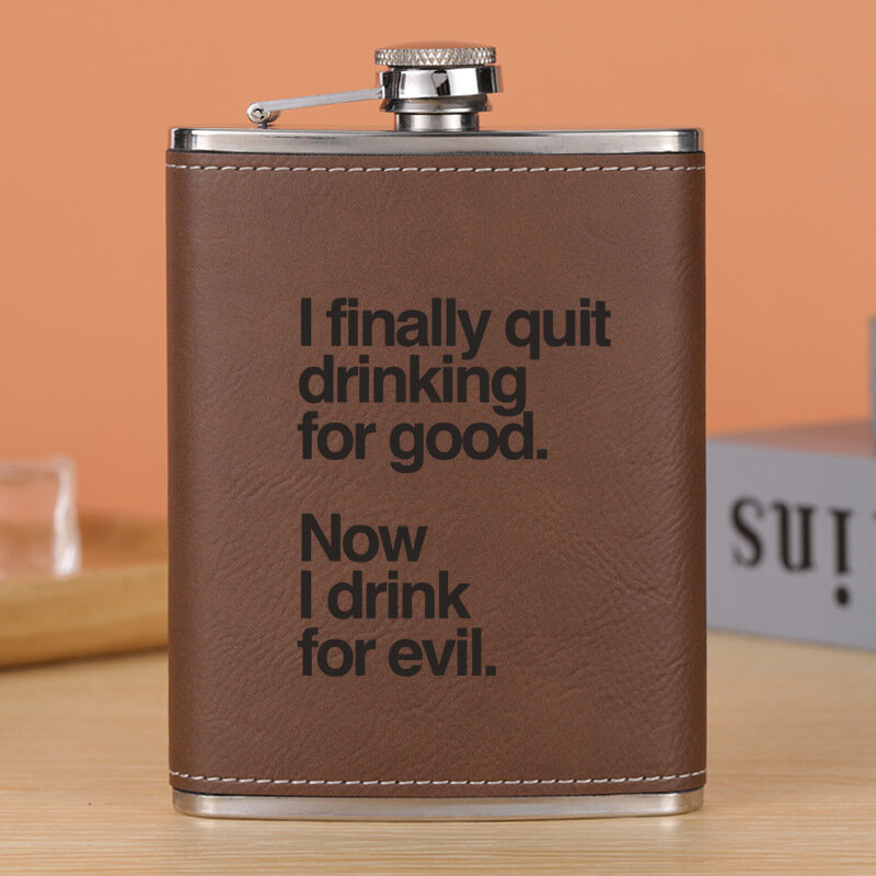 Кросс-бордерная русская фляга из нержавеющей стали 304 объемом 8 унций, портативная бутылка для вина с чехлом из PU кожи и лазерной печатью логотипа