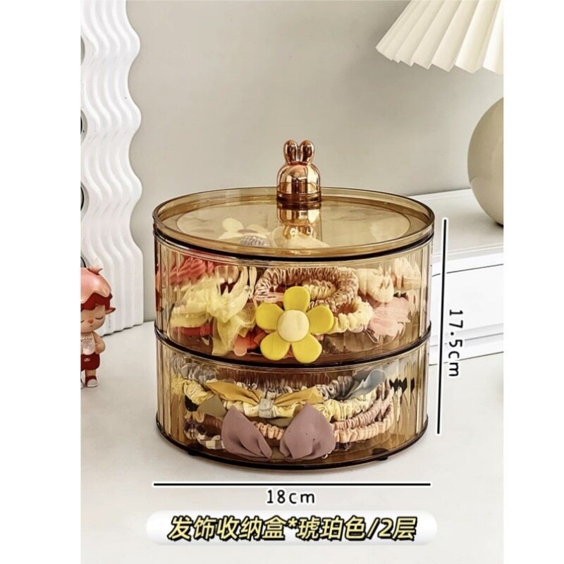 ⭐Коробка для хранения аксессуаров для волос, утолщенная, водонепроницаемая, вращающаяся, для заколок, резинок, заколок, эластичных лент, многослойная коробка для украшений