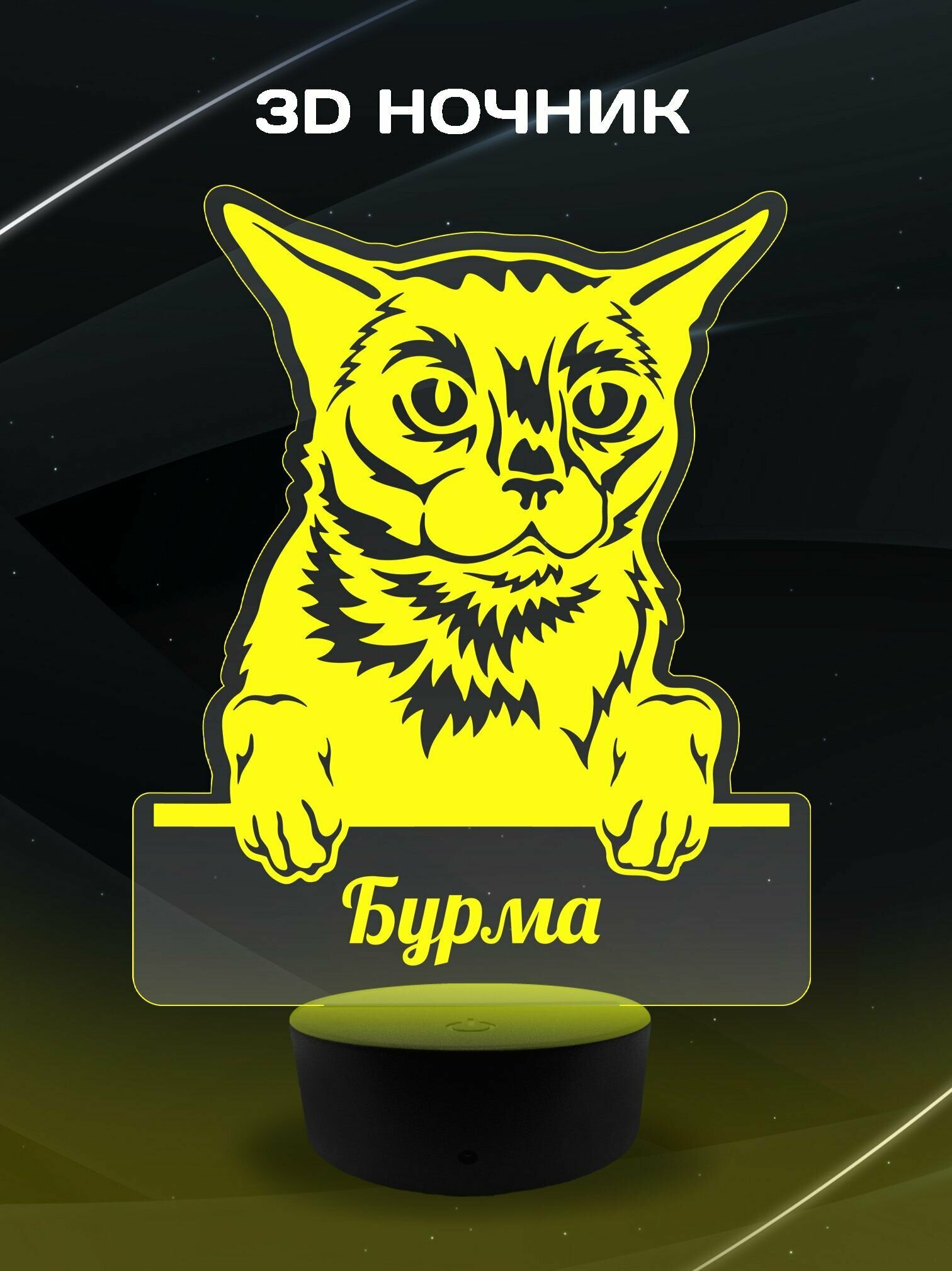 3D Ночник - Бурма в подарок маме, папе, дочке, сыну, подруге, другу, коллеге