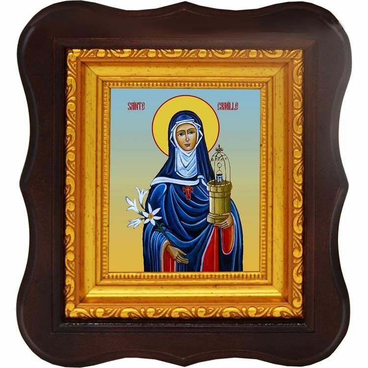 Святая Камилла. Икона на холсте. (10 х 12 см / В фигурном киоте)