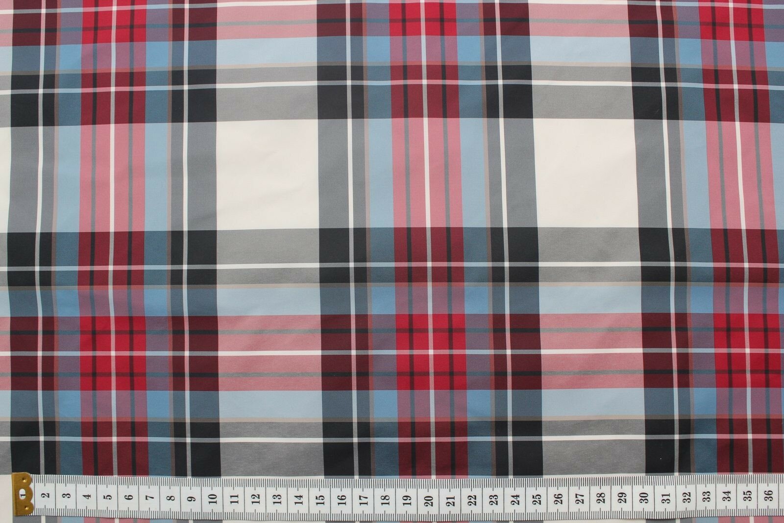 Ткань плащёво-курточная водоотталкивающая голубовато-бордовая клетка 120 г/мп, 120 г/пм, ш138см, 0,5 м