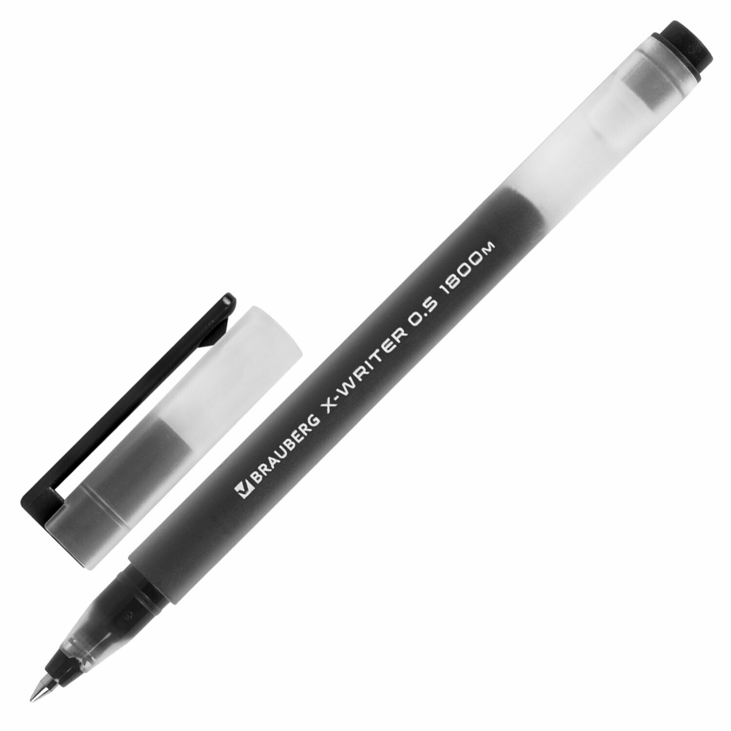 Ручка гелевая BRAUBERG "X-WRITER 1800", увеличенная длина письма 1 800 м, черная, стандартный узел 0,5 мм, комплект из 36 шт, 144135