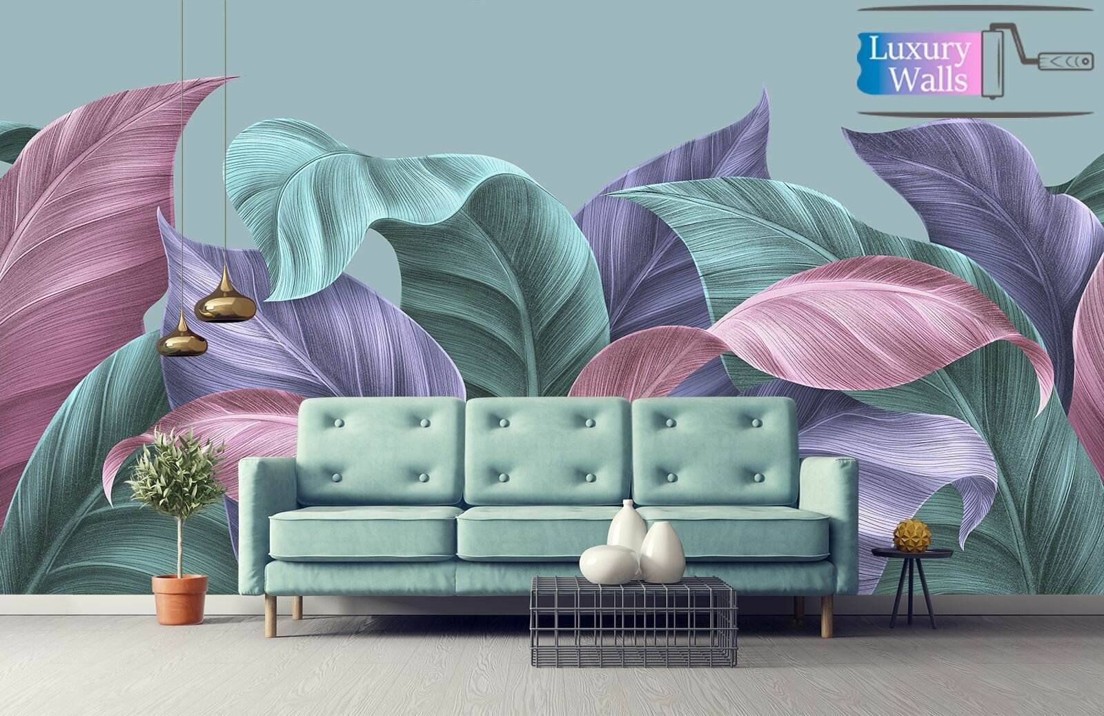 Фотообои 3d на стену флизелиновые Листья 500х270 см Luxury Walls AM14805