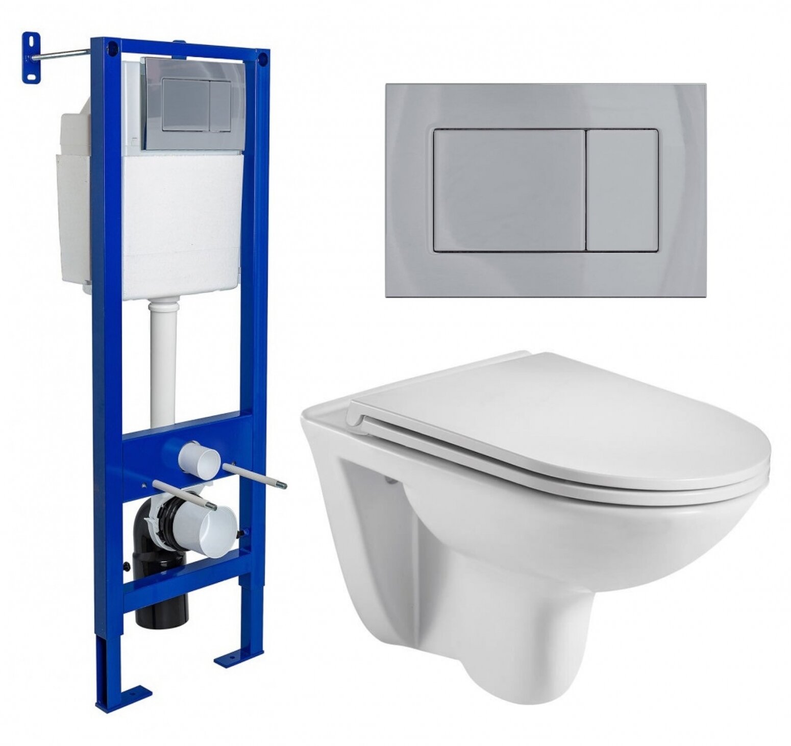 Комплект 3 в 1 инсталляция Berges Wasserhaus Atom 410 + Подвесной унитаз WeltWasser Baarbach 004 GL-WT + кнопка хром