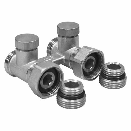 Двойной узел нижнего подключения радиатора прямой 1/2"х3/4"