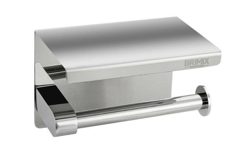 Держатель для туалетной бумаги BRIMIX 79902 из нержавеющей стали антивандальный с полочкой круглый профиль хромированный