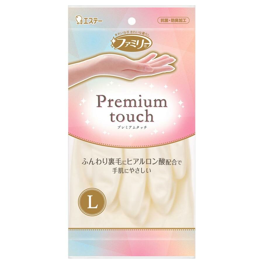 ST Перчатки для хозработ Family Premium touch с гиалуроновой кислотой, винил жемчужные, р L 1 пара